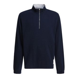 Thom Browne Loopback Jersey 4-Bar Half Zip Pullover - - Knitwear - Herren - Blau - XL