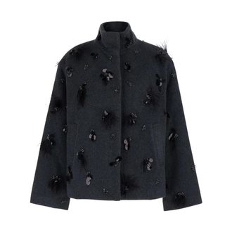 SIMKHAI Siena Verzierte Wolljacke - - Jackets - Damen - Grau - M