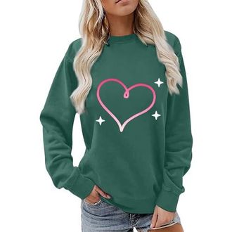 Generic Sweatshirt de Saint-Valentin pour femme - Motif coeur - Mat&eacute;riau doux - Manches longues - Mode d&eacute;contract&eacute;e - Col rond - Confortable - Tenue de f&ecirc;te -
