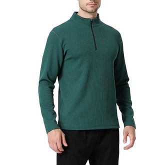 Generic Haut de sport &agrave; manches longues pour homme, s&eacute;chage rapide, fermeture &eacute;clair 1/4, col montant, t-shirt l&eacute;ger et respirant pour entra&icirc;nement de sport d