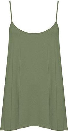 WearAll Grande Taille Swing débardeur Top à lanières - Kaki - 44-46