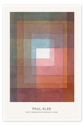 Posterlounge White Framed Polyphonically, 1930 Poster von Paul Klee 60 x 90 cm Rot Wandbilder Wanddeko