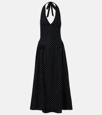 Faithfull The Brand Robe midi La Cala en lin &agrave; pois