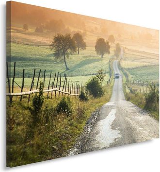 Feeby Wandbild - 1 Teilig - 60x80 cm, Leinwand Bild Leinwandbilder Bilder Wandbilder Kunstdruck, STRAßE, NATUR, GRÜN