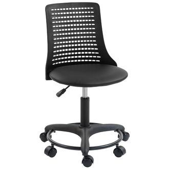 HOMCOM Armless Desk Chair, B&uuml;rodrehstuhl, mit hohler R&uuml;ckenlehne, hochelastischer, gepolsterter Sitz, h&ouml;henverstellbar, schwarz