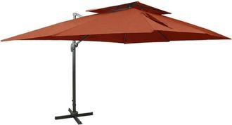Les Tendances Parasol d&eacute;port&eacute; &agrave; double toit Terre cuite 400x300