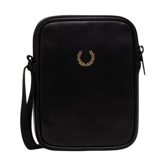 Fred Perry Petit sac bandouli&egrave;re en cuir lisse - Homme - Sacs - Noir - Taille: ONE Size