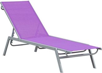 OUTSUNNY Bain de soleil transat - chaise longue - design contemporain - dossier inclinable multi-positions - métal époxy textilène mauve - dim. 170
