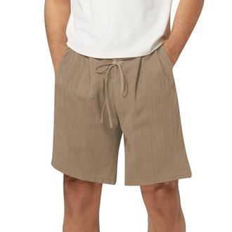 Generic Pantalon baggy en coton et lin pour homme Printemps &eacute;t&eacute; Couleur unie Coton Confortable Ample D&eacute;contract&eacute; Jambe large Pantalon court Pantalon Coupe r&eacute;g