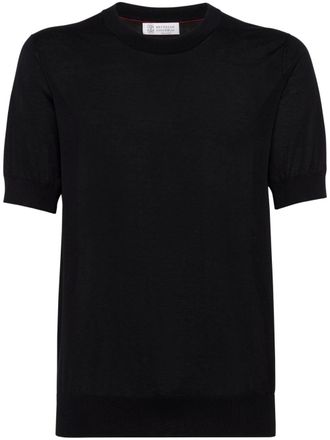 Brunello Cucinelli Fein gestricktes T-Shirt - Schwarz