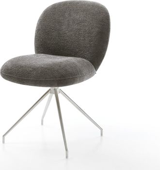 DELIFE Esszimmerstuhl Nube-Flex Boucl&eacute; Soft Schlamm Kreuzgestell konisch Edelstahl Taschenfederkern, Esszimmerst&uuml;hle