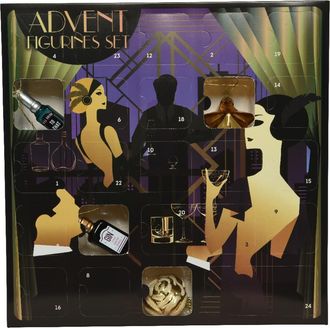 Kaemingk Adventskalender mit Christbaumschmuck 38x38x5,5cm Glas Weihnachtskugeln Goldene Zwanziger schwarz