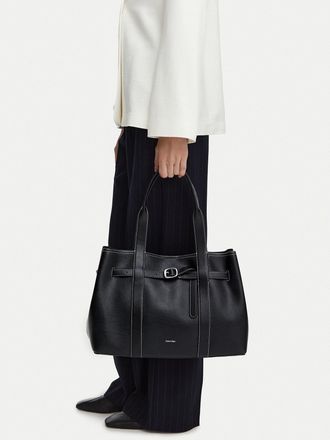 Calvin Klein Handtasche Calvin Klein Buckle Medium Work Tote LV04F3549G Schwarz