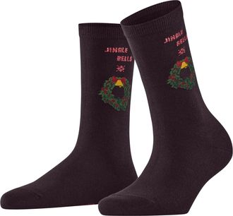 Burlington Damen Socken Jingle Bells W So Baumwolle gemustert 1 Paar, Rot Barolo 8526, 36-41