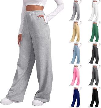 Generic Pantalon Jogging Femme D&eacute;contract&eacute; Jambe Polaire Pantalons de Surv&ecirc;tement Taille Elastique Confortable Ample Automne Hiver Sweatpants avec Poches Tenu
