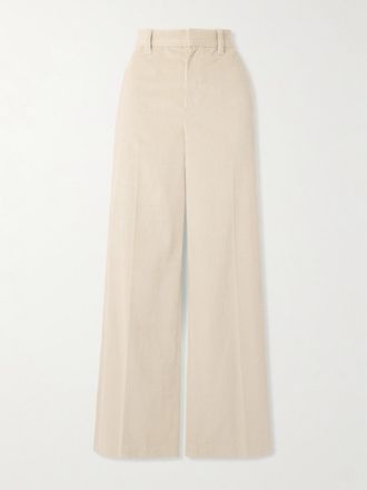 Brunello Cucinelli Pantalon Large En Velours De Coton Côtelé - Ivoire