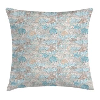 Generic Throw Pillow Covers Nautisches Design In Pastellfarben Mit Muscheln, Seesternen, Weichtieren, Seepferdchen Und Korallenriffmotiv Kissenbezug Weich Cus