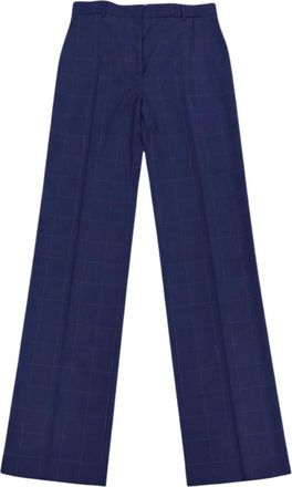 Max Mara Femme, Pantalons, Bleu, Taille: 42 FR Pantalon en laine &agrave; carreaux
