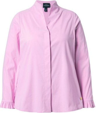 Ulla Popken Satinbluse Bluse Kelchkragen Langarm R&uuml;schen-Manschetten