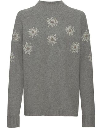 Luis Steindl Strickpullover Stehkragenpullover mit Edelwei&szlig;-Stickerei