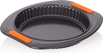 LE CREUSET Antihaft Quiche- und Obstkuchenform, &Oslash; 26 cm, Hebeboden, Sauerteigbest&auml;ndig, Aus Karbonstahl gefertigt, Anthrazit/Orange, 46052250010000