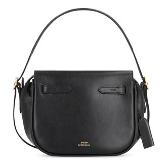 Polo Ralph Lauren Mini Lederhandtasche mit Logo-Anh&auml;nger - - Bags - Damen - Schwarzk - ONE SIZE