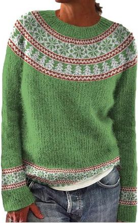 Generic Pull en tricot pour femmes Vintage Pull en tricot Sweatshirt col rond Pull pour femmes Automne Hiver Pull d&eacute;contract&eacute; Manches longues Pull chaud Pull 