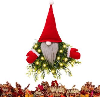 Generic Gnome Weihnachten Wreath - LED Licht Urlaub Au&szlig;ent&uuml;r Dekor, Winter Saisonale Wreath | Indoor Fenster Kamin Regal Schlafzimmer Wohnzimmer B&auml;ume Hof Pat