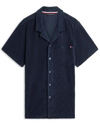 Tommy Hilfiger Frottee-Kurzarmhemd mit Brusttasche und Logo-Stickerei in