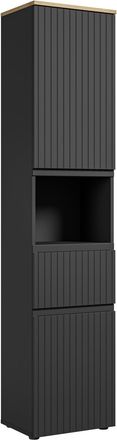 MID.YOU Mid.you Hochschrank, Schwarz, Eiche, Holzwerkstoff, 2 F&auml;cher, 1 Schublade(n) Schubladen, 40x181x31 cm, stehend, Badezimmer, Badezimmerschr&auml;nke, Hochsc