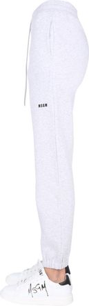Msgm Logo Print Cotton Jogging Pants - Gray