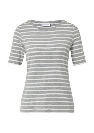 Comma Kurzarmshirt T-Shirt Ringel-Shirt aus Viskosemix mit dezentem Glitzergarn