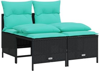vidaXL 4-teiliges Gartensofa-Set mit Kissen, schwarzes Polyrattan vidaXL