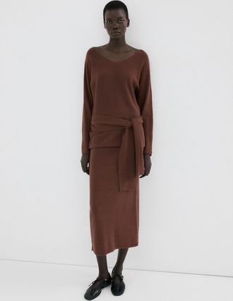 Mango Jupe crayon fendue chocolat - Femme - XS - MANGO