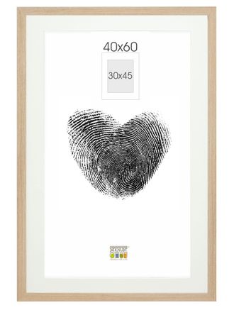 Deknudt Frames Bilderrahmen mit Passepartout - Natur Holzfarbe - S66KH1 P1 40x60cm für Bild 30x45cm - Bilderrahmen Holz MDF - Bilder aufhängen