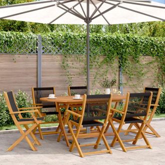 vidaXL Vidaxl - Gartenst&uuml;hle 6 Stk. Klappbar Schwarz Massivholz Akazie
