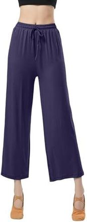 Generic Pantalon de yoga confortable pour femme avec poches, jambes larges, pantalon de pyjama d&eacute;contract&eacute;, bleu marine, XXL