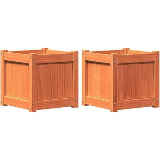 vidaXL Jardini&egrave;res 2 pcs cire marron bois de pin massif