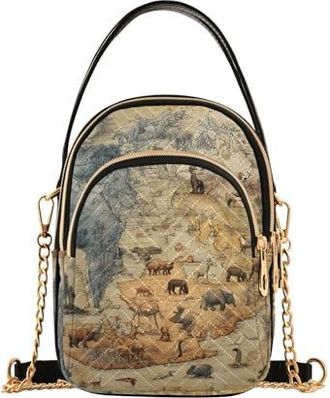 Mnsruu Sac à bandoulière pour femme avec motif carte du monde animal - Petit sac à bandoulière avec sangle réglable