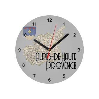 Fabulous Wanduhr aus Glas - Alpes de Haute Provence 04 Departement Antike Karte - Durchmesser 20 cm - Grau