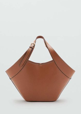 Mango Grand sac port&eacute; &eacute;paule effet cuir marron moyen - Femme - Taille unique - MANGO