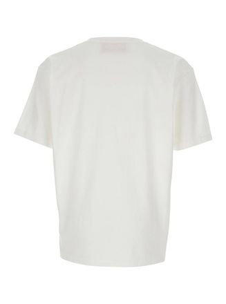 Valentino Mens White Crewneck T-Shirt With Logo Print Cotton T-Shirts And Polos