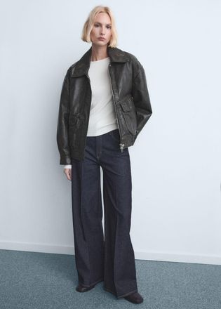 Mango Weit geschnittene High-Waist-Jeans blau - Damen - 32 - MANGO