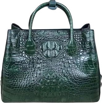 Generic Sac cabas pour femme, sac &agrave; main violet tendance en cuir dalligator v&eacute;ritable, grand sac &agrave; bandouli&egrave;re en cuir de crocodile v&eacute;ritable