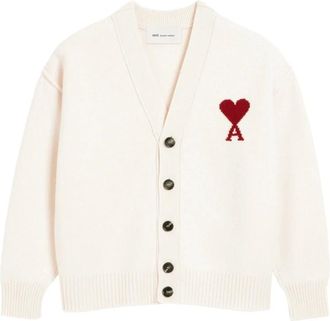 Ami Homme, Pulls, Blanc, Taille: M Pull &agrave; col en V