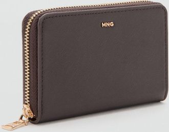 Mango Portefeuille effet saffiano chocolat - Femme - Taille unique - MANGO