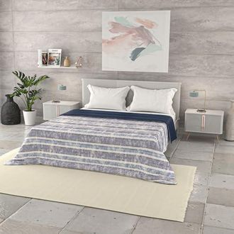 Italian Bed Linen Sommer Steppdecke Basic, Mikrofaser, Jeans Stripes, 250x240cm