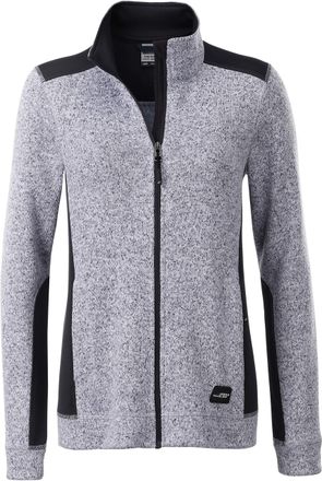 James & Nicholson Damen Knitted Workwear Fleece Jacke, Wei&szlig; (White-Melange/Carbon), 38 (Herstellergr&ouml;&szlig;e: L)