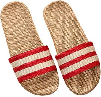 Frcolor Pantoufles Intérieur Femme Lin Respirant Semelle Souple Mule Ouverte été Confortable et Silencieuse pour Maison