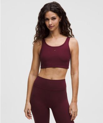 lululemon Nulu Ribbed Scoopneck Bra Light Support, B/C Cup Heart f&uuml;r Frauen - Gr&ouml;&szlig;e XL in Burgundy Bay